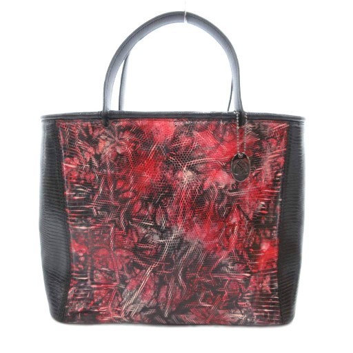 【中古】milet SHINOZAKIYA ハンドバッグ リザードレザー 本革 黒 ブラック 赤 レッド /JS ■GY18 レディース