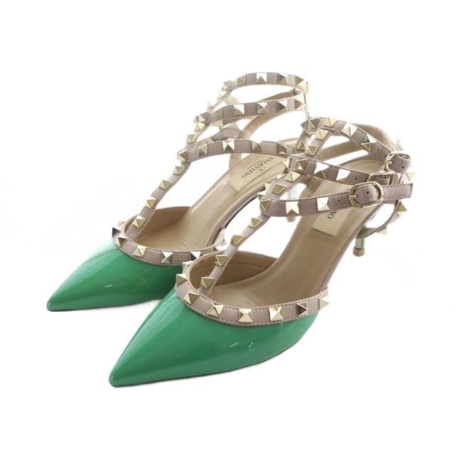 【中古】ヴァレンティノ ガラヴァーニ VALENTINO GARAVANI サンダル スタッズ ピンヒール ポインテッドトゥ レザー