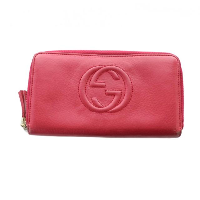 【中古】グッチ GUCCI ソーホー 長財布 ウォレット レザー ロゴ タッセル ラウンドファスナー ピンク