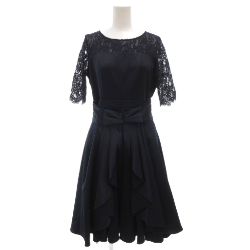 【中古】ドリードール Dorry Doll アサクラ ドレス ワンピース 半袖 ひざ丈 スカート風ベルト 38 シフォン