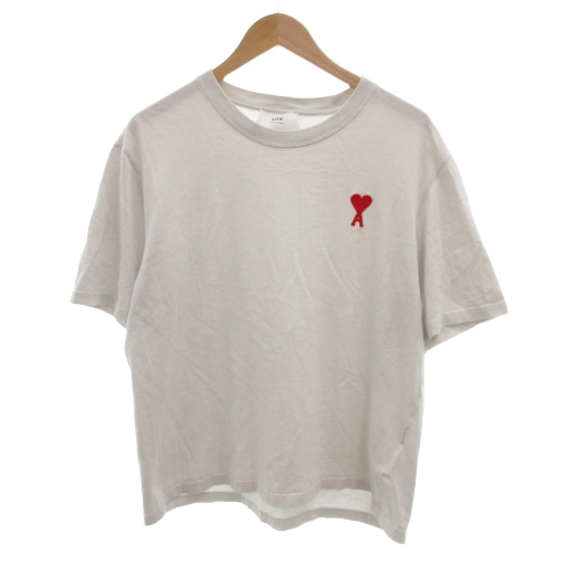 【中古】アミ アレクサンドル マテュッシ ami alexandre mattiussi Tシャツ 半袖 グレー 灰色 ハートロゴ刺繍