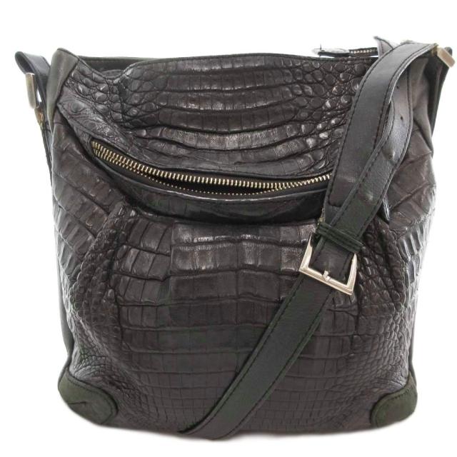 【中古】ノーブランド ショルダーバッグ レザー クロコダイル 黒 ブラック /AE ■GY18 レディース