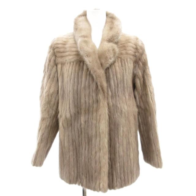 【中古】ノーブランド ファーコート 毛皮 ミンク ハーフ丈 11 ベージュ /JS ■GY18 レディース