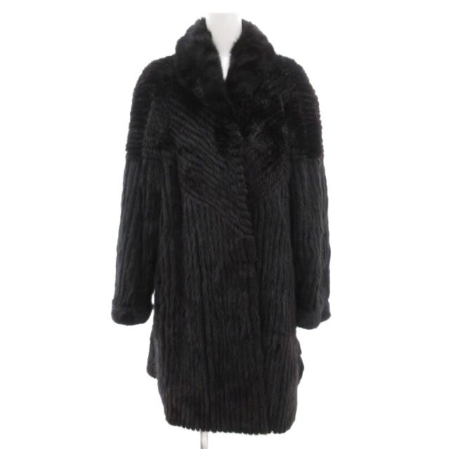 【中古】サガミンク SAGA MINK 銀サガ ファーコート 毛皮 ミンク ミドル丈 ストライプ 13 ダークブラウン ■GY18