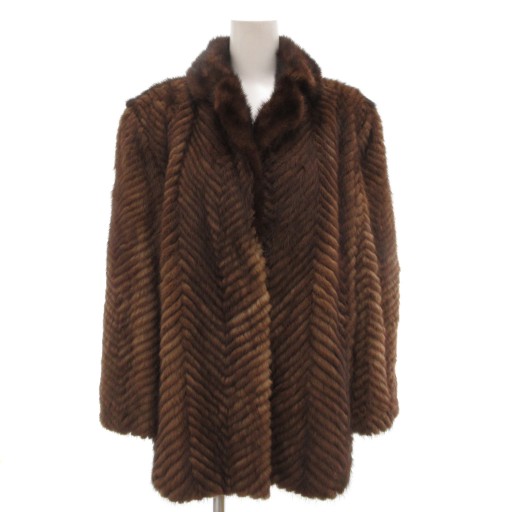 【中古】ノーブランド ファーコート 毛皮 ミンクファー 13 茶 ブラウン /AE ■GY18 レディース