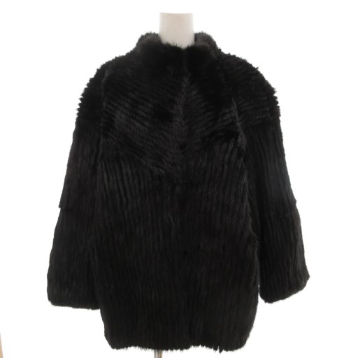 【中古】ノーブランド ファーコート 毛皮 ミンクファー LL 黒 ブラック