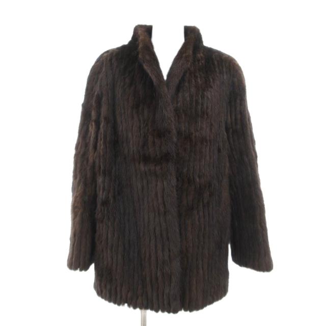 【中古】ノーブランド ファーコート 毛皮 ミンク ミドル丈 茶 ブラウン /JS ■GY18 レディース