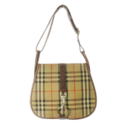 【中古】バーバリーズ Burberrys ショルダーバッグ キャンバス レザー 革 ノバチェック ロゴ 茶 ブラウン /CK6