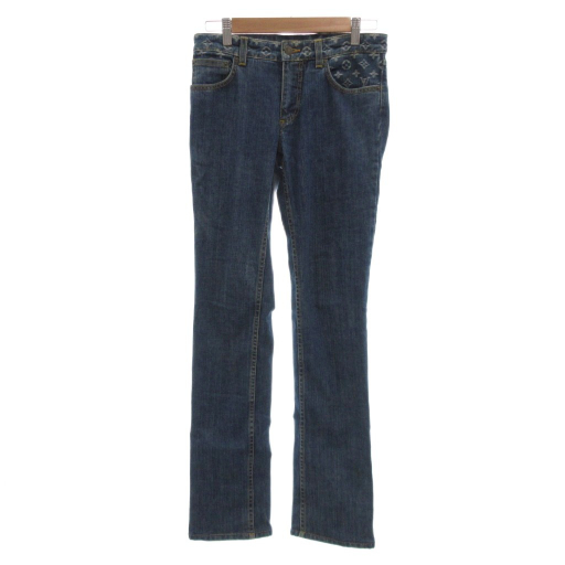 【中古】ルイヴィトン LOUIS VUITTON モノグラム デニム パンツ ジーンズ ブーツカット フレア 36 インディゴ ブルー