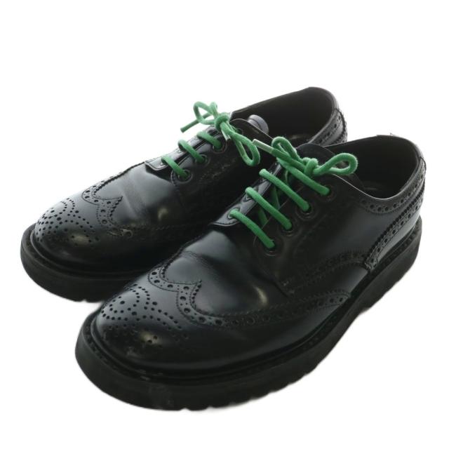 【中古】プラダ PRADA ビジネスシューズ ドレス 革靴 レザー ラウンドトゥ ウィングチップ レースアップ 6 25cm 黒