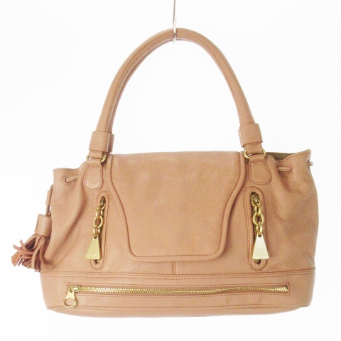 【中古】シーバイクロエ SEE BY CHLOE チェリー 2WAY ショルダー バッグ ハンドバッグ レザー 巾着 タッセル ピンク