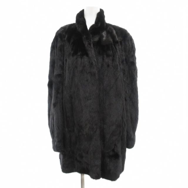 【中古】サガミンク SAGA MINK 銀サガ ファーコート 毛皮 ミンク スタンドカラー 13 黒 ブラック /JS ■GY18