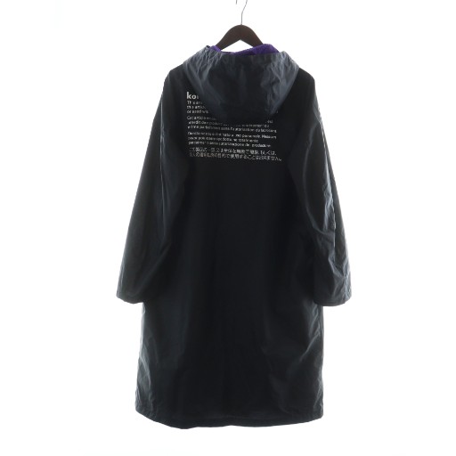 【中古】未使用品 カラー kolor タグ付き 21SS バックプリント ナイロン コート ロング フード 3 黒 21WCM-C11127S