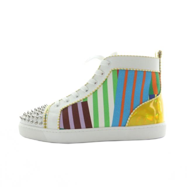 【中古】クリスチャンルブタン Christian louboutin ハイカットスニーカー シューズ 靴 ロゴ 総柄 スパイク