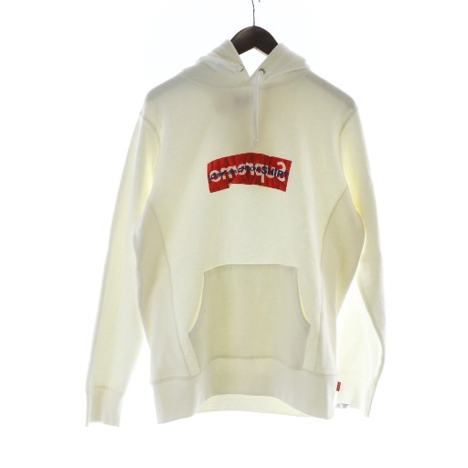 【中古】SUPREME COMME des GARCONS SHIRT 17SS Box Logo Hooded Sweatshirt ボックスロゴ パーカー 裏起毛 S 白