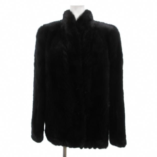 【中古】エレガンスエルファー ELEGANCE L fur ファーコート ミンク 毛皮 ミドル丈 ダークブラウン /JS ■GY18