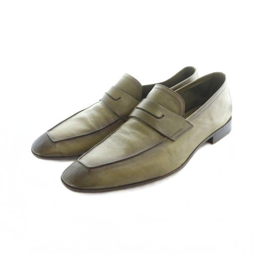 【中古】ベルルッティ Berluti ロレンツォ リミニ カンガルー レザー ローファー 革靴 スクエアトゥ 9 27 27.5 カーキ