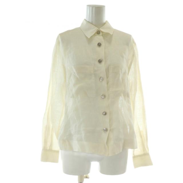 【中古】シャネル CHANEL シャツ ブラウス 長袖 薄手 ロゴボタン ココマーク 白 ホワイト /XZ ■GY18 レディース
