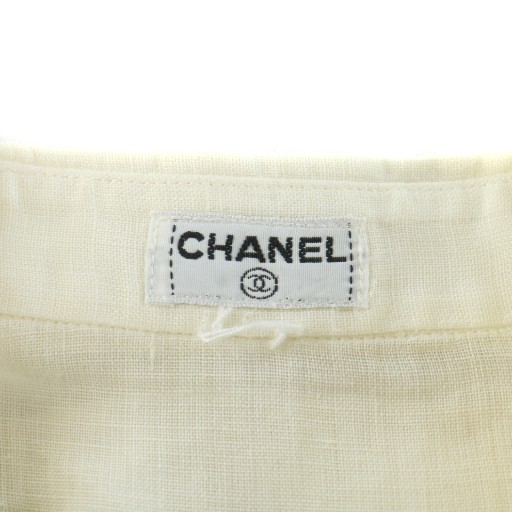 中古】シャネル CHANEL シャツ ブラウス 長袖 薄手 ロゴボタン ココ