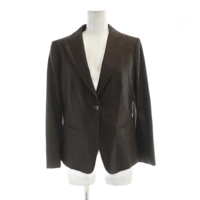 【中古】マックスマーラ MAX MARA 白タグ テーラード ジャケット ウール シルク混 総裏地 シングル 36 XS 茶 ブラウン