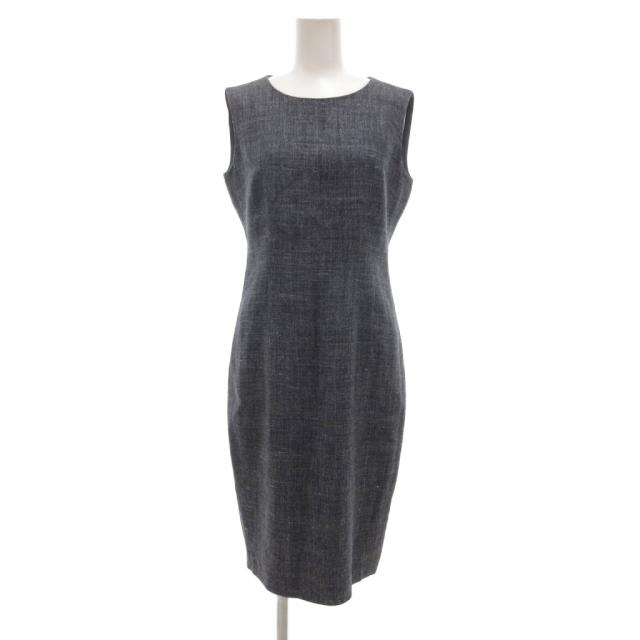 【中古】マックスマーラ MAX MARA 白タグ ワンピース シルク混 ノースリーブ ひざ丈 36 ブルーグレー /UO ■GY17