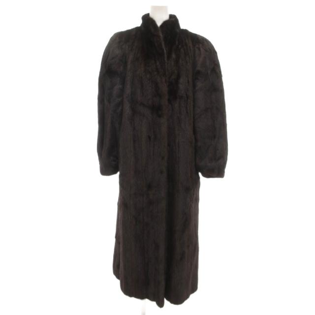 【中古】モネ MONET BLACKGLAMA ブラックグラマ ダークミンク ファー コート ロング 毛皮 ダークブラウン