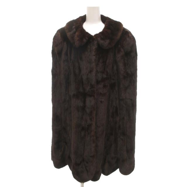 【中古】エンバ EMBA BLACKGLAMA ブラックグラマ ダークミンク ファーコート 毛皮 ケープ ダークブラウン