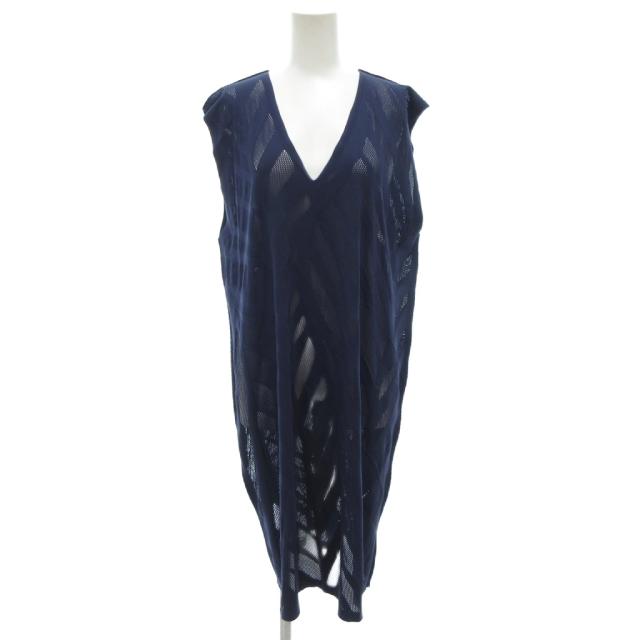 【中古】プリーツプリーズ PLEATS PLEASE イッセイミヤケ ワンピース Vネック メッシュ ノースリーブ