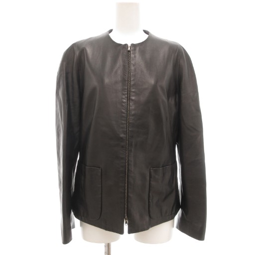 【中古】バリー BALLY シングル ライダースジャケット 革ジャン レザー ノーカラー I42 黒 ブラック /UO ■GY17