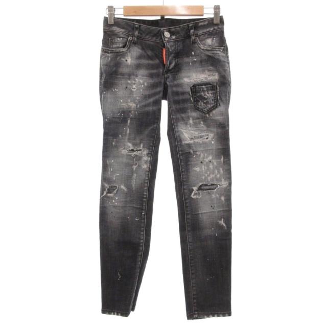 【中古】ディースクエアード Jeansy Jennifer Cropped デニムパンツ ジーンズ クロップド丈 ダメージ加工 34