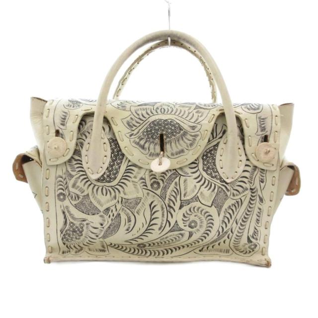 【中古】カービングトライブス グレースコンチネンタル CARVING TRIBES ハンドバッグ 花柄 レザー 彫刻