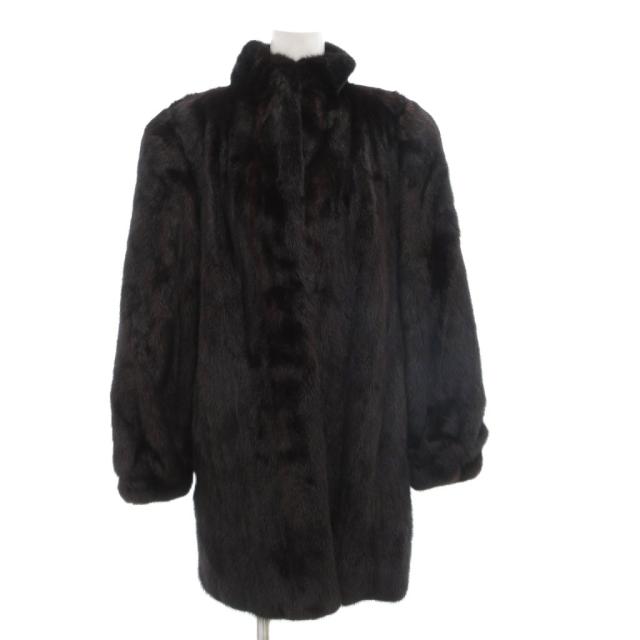 【中古】サガミンク SAGA MINK ベル ビジョン Belle Vison 銀サガ ファーコート 毛皮 ミンクファー ミドル 9 黒