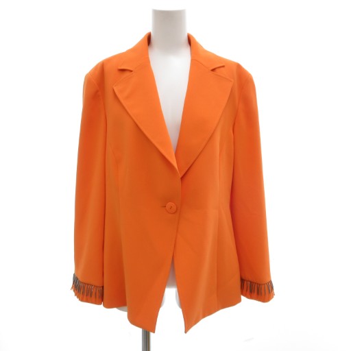 【中古】エンポリオアルマーニ EMPORIO ARMANI テーラードジャケット 総裏地 シングル ビジュー オレンジ 秋冬