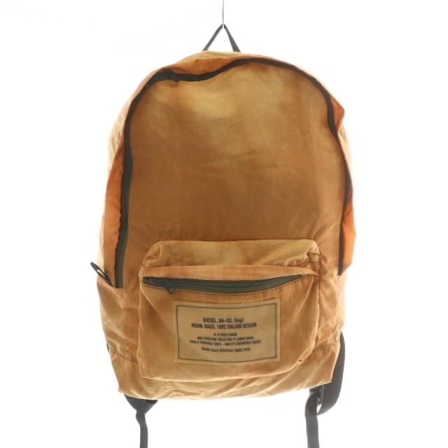 【中古】DIESEL パッカブル リュックサック バックパック デイパック 折りたたみ ナイロン タイダイ風 ロゴ オレンジ