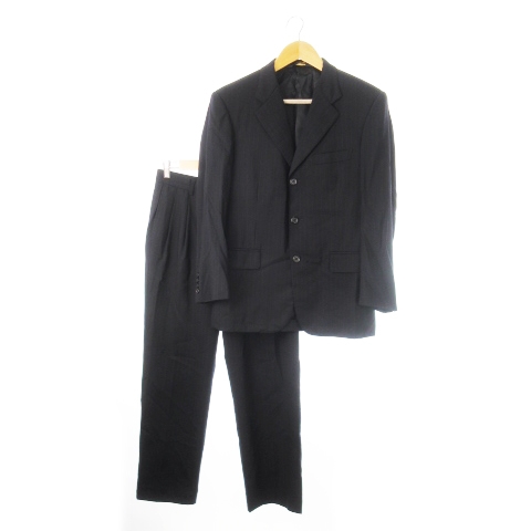 【中古】ブルックスブラザーズ BROOKS BROTHERS シングルスーツ ジャケット スラックス ストライプ 37SHT 31W 黒