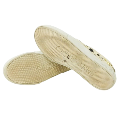【中古】ジミーチュウ JIMMY CHOO スリッポン スニーカー スタッズ 星 スター レザー 革 ロゴ 35 22.0cm 白