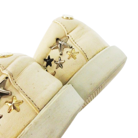 【中古】ジミーチュウ JIMMY CHOO スリッポン スニーカー スタッズ 星 スター レザー 革 ロゴ 35 22.0cm 白