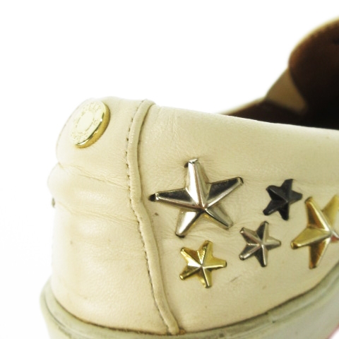 【中古】ジミーチュウ JIMMY CHOO スリッポン スニーカー スタッズ 星 スター レザー 革 ロゴ 35 22.0cm 白