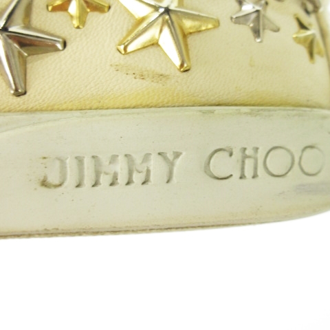 【中古】ジミーチュウ JIMMY CHOO スリッポン スニーカー スタッズ 星 スター レザー 革 ロゴ 35 22.0cm 白