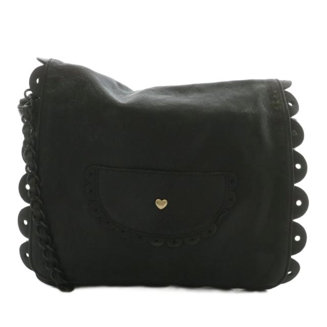 【中古】シーバイクロエ SEE BY CHLOE ショルダーバッグ レザー ハート ロゴ 黒 ブラック /XZ ■GY11 レディース