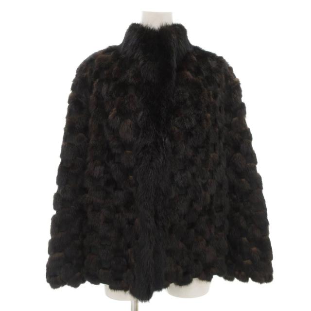 【中古】岐阜毛皮 GIFUMOUHI ファーコート 毛皮 ミンクファー ミドル ハーフ丈 9 黒 ブラック /AE ■GY18