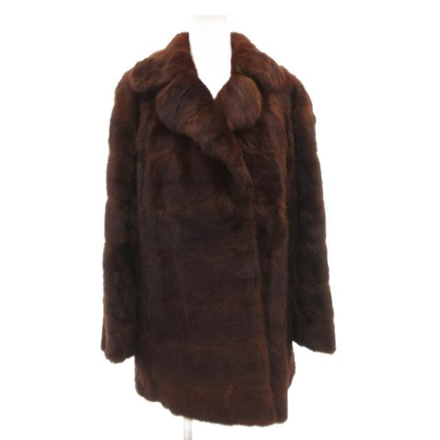 【中古】パロディー palody ファーコート 毛皮 ミンクファー ミドル ハーフ丈 茶 ブラウン /AE ■GY18 レディース