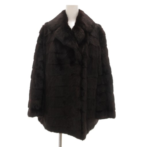 【中古】ファーコート 毛皮 ミンク ハーフ丈 11 ダークブラウン /UO ■GY18 レディース