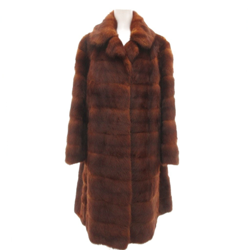 【中古】ファーコート ミンク 毛皮 ミディアム丈 茶 ブラウン /UO ■GY18 レディース