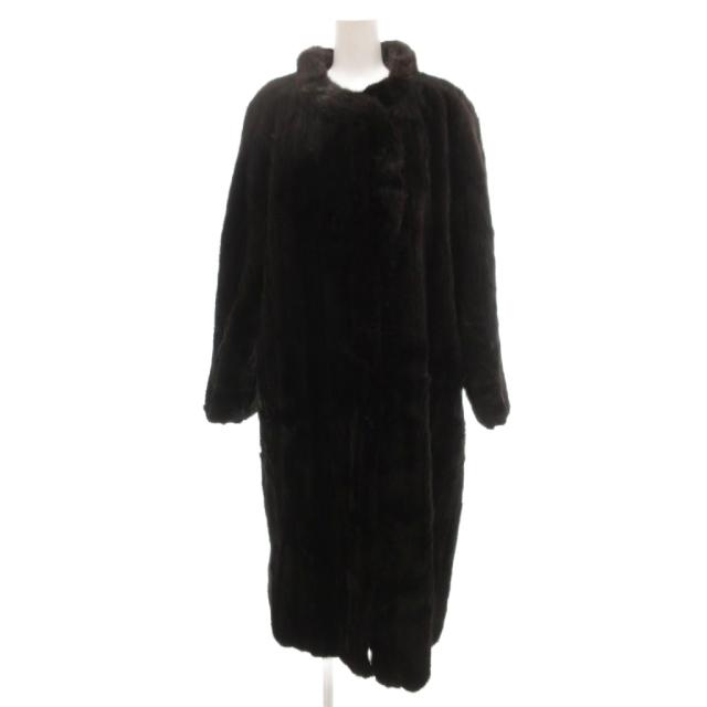 【中古】サガミンク SAGA MINK 銀サガ ファーコート 毛皮 ミンク ロング丈 大きいサイズ F 茶 ブラウン /UO