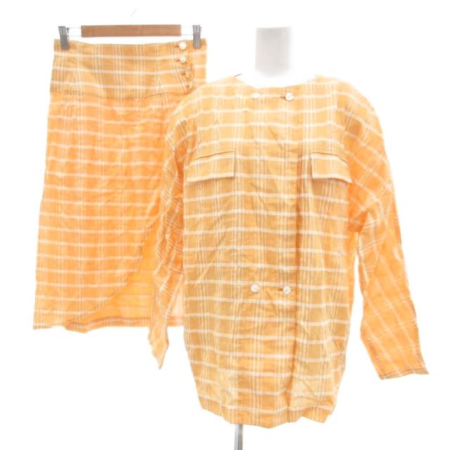 【中古】クリスチャンディオール スポーツ ヴィンテージ セットアップ ジャケット スカート リネン混 チェック M