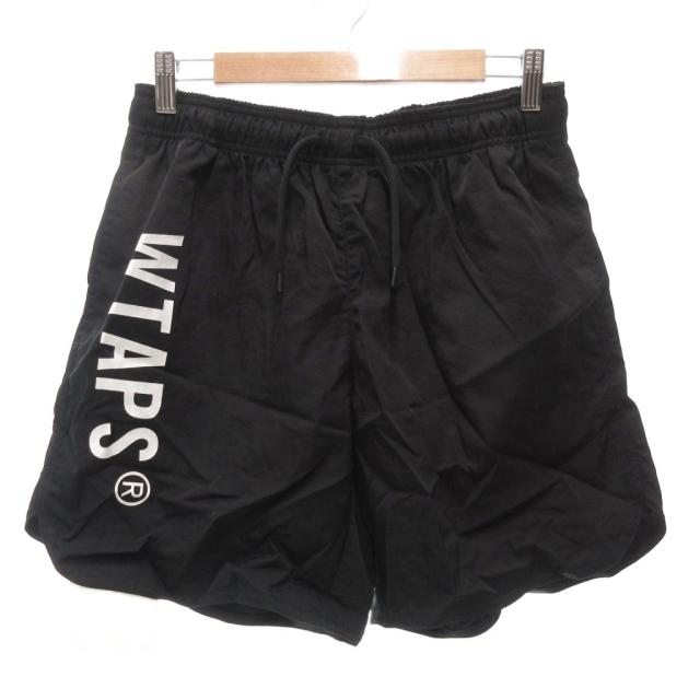 【中古】未使用品 ダブルタップス WTAPS タグ付き ショートパンツ イージー ロゴ ナイロン 02 黒 ブラック /AE