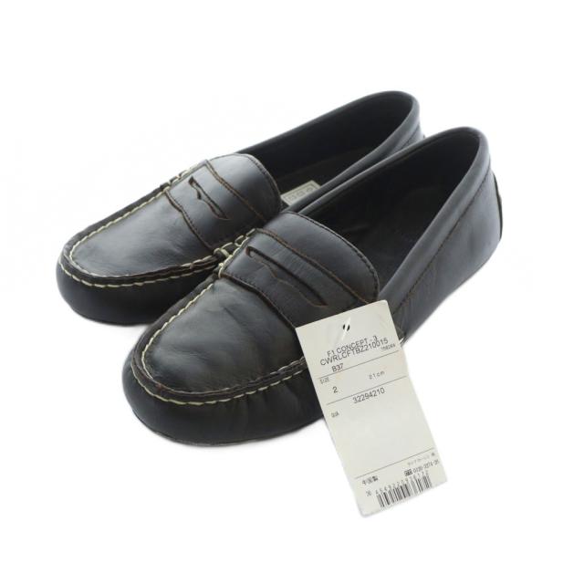 【中古】未使用品 ポロ ラルフローレン POLO RALPH LAUREN ローファー タグ付き モカシン レザー ロゴ 21cm 茶