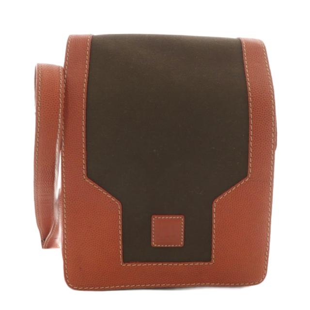 【中古】ダンヒル dunhill ショルダーバッグ キャンバス レザー ロゴ 茶色 ブラウン オレンジ /XZ ■GY18 メンズ