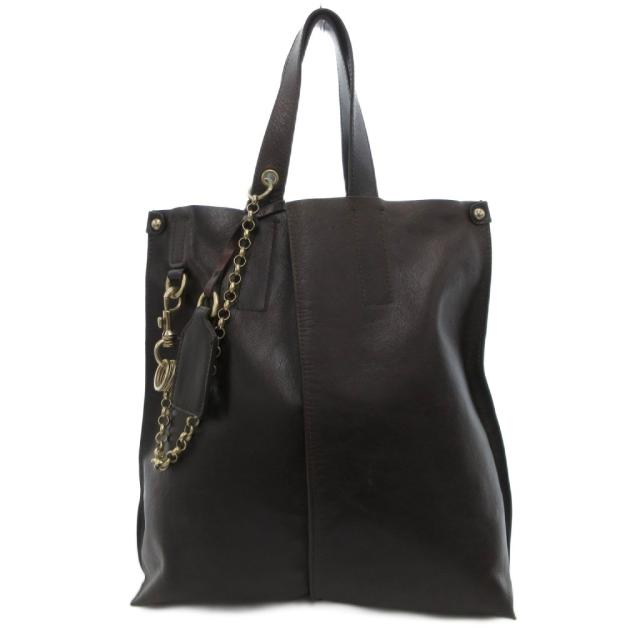 【中古】ディー&ジー ドルガバ ドルチェ&ガッバーナ D&G トートバッグ レザー 革 ロゴ チェーンストラップ ブラウン